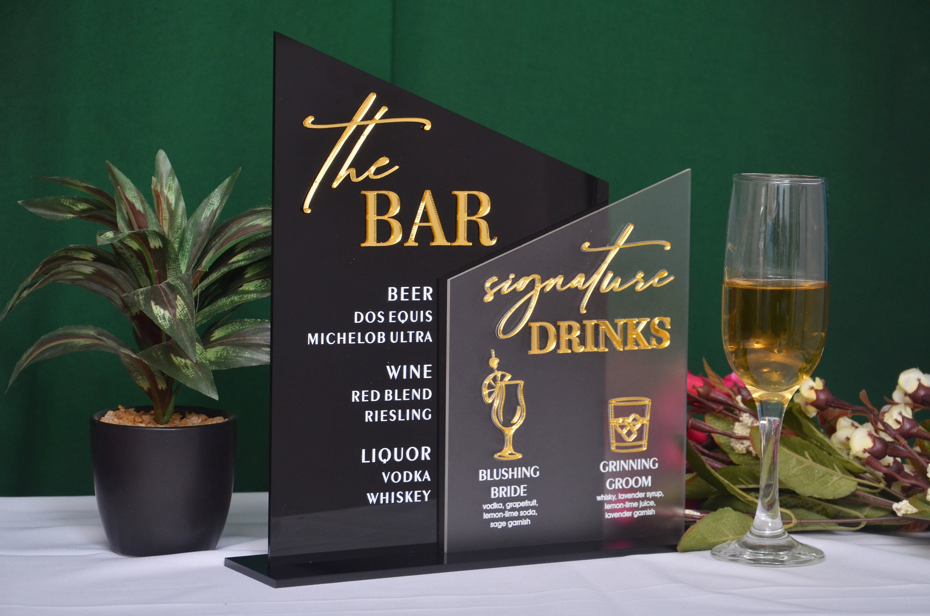 Custom Acrylic Wedding Bar Sign: Modern Arch Menu, UV Printed - Etsy