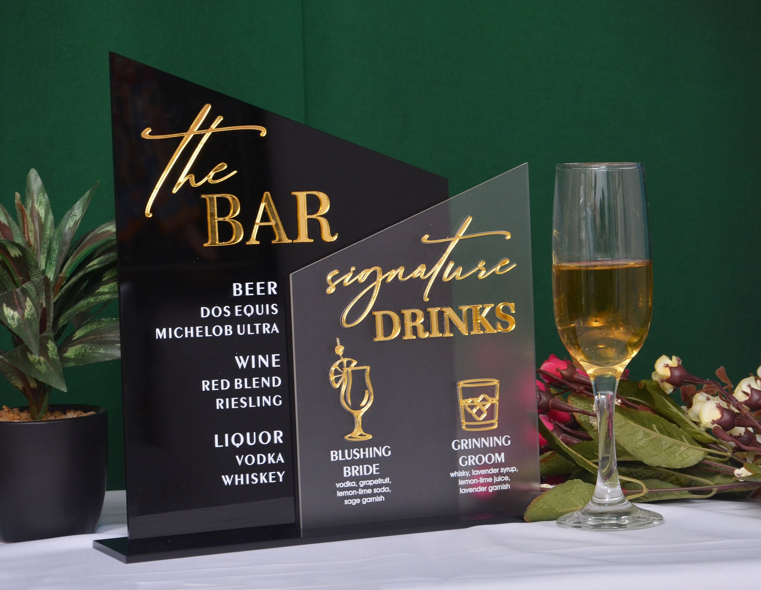 Custom Acrylic Wedding Bar Sign: Modern Arch Menu, UV Printed - Etsy