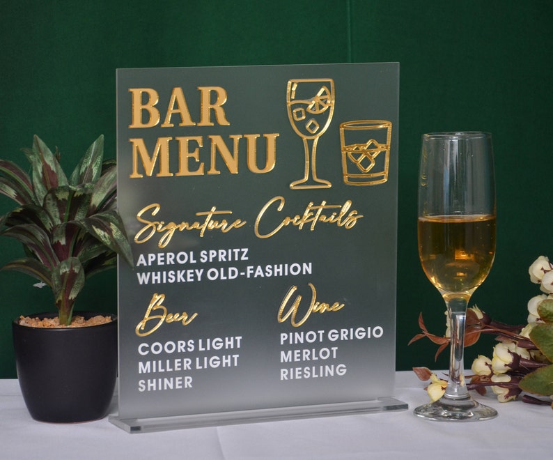 Wedding Bar Sign Let's Drink Sign Custom Acrylic Bar - Etsy