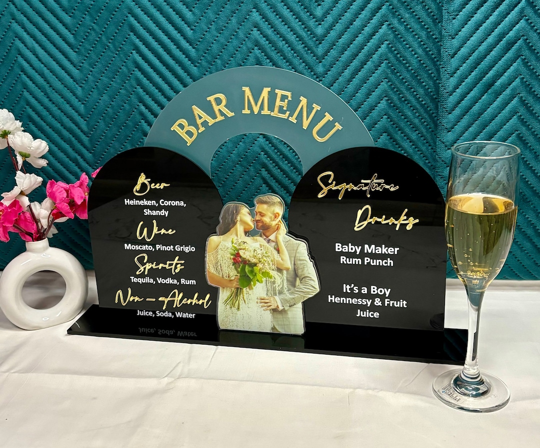 Custom Acrylic Wedding Bar Sign: Modern Arch Menu - Etsy