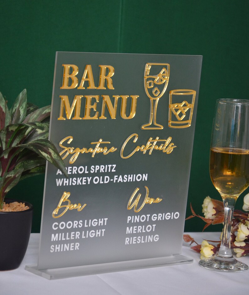 Wedding Bar Sign Let's Drink Sign Custom Acrylic Bar - Etsy