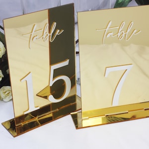 Modern Golden Table Numbers, Table Numbers With Stands, Wedding Table ...