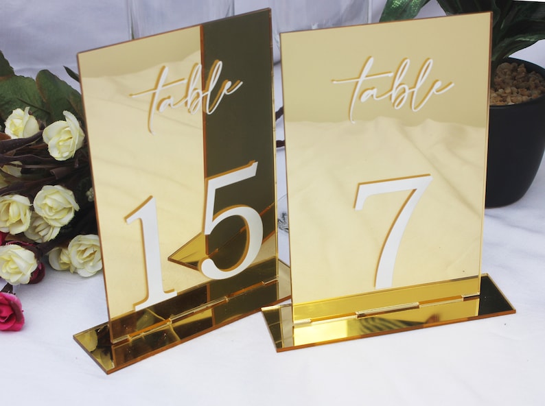 Modern Golden Table Numbers Table Numbers With Stands - Etsy