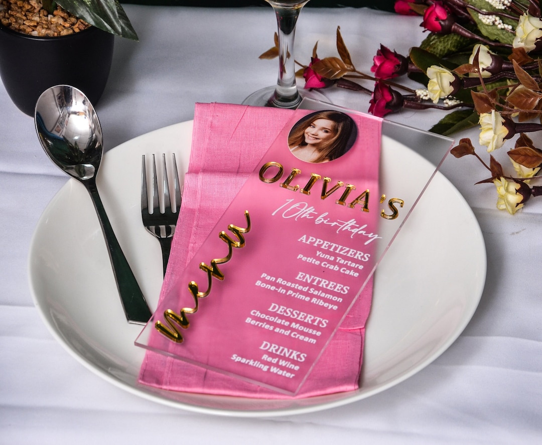 Frosted Acrylic Wedding Menu Card: Elegant UV Print, 4x9 Inch - Etsy