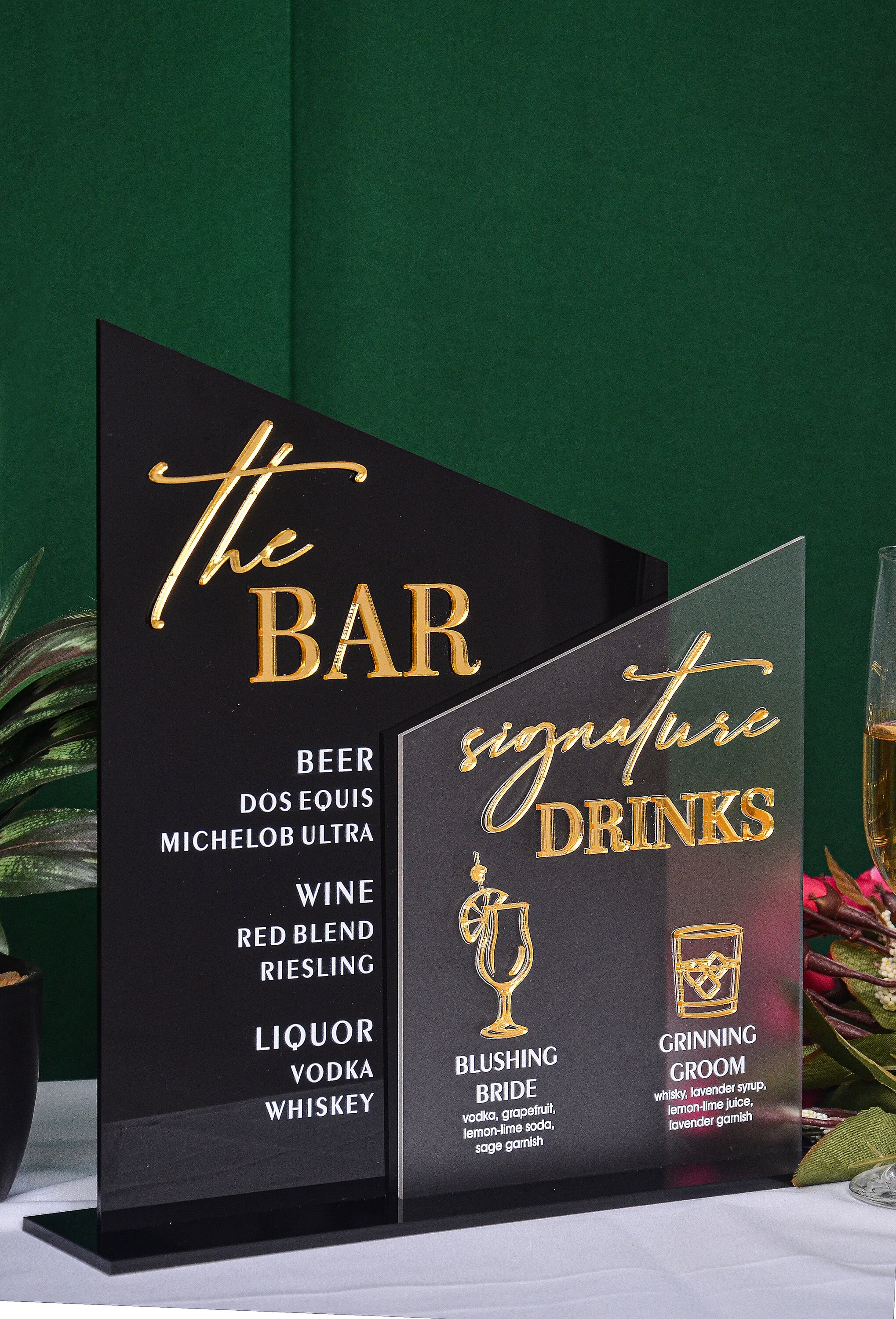Custom Acrylic Wedding Bar Sign: Modern Arch Menu, UV Printed - Etsy