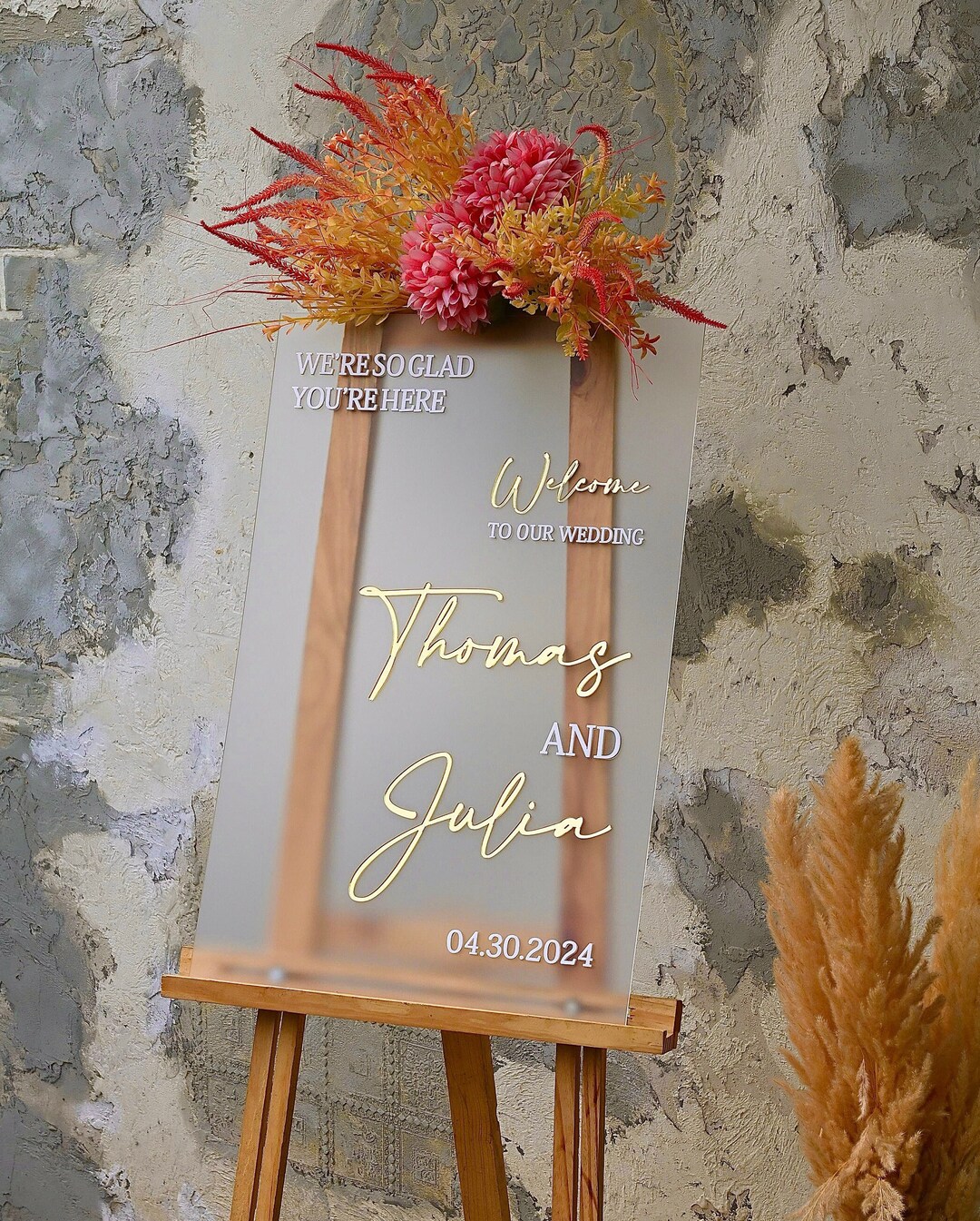 Frosted Acrylic Wedding Welcome Sign, Wedding Signage, Acrylic Welcome ...