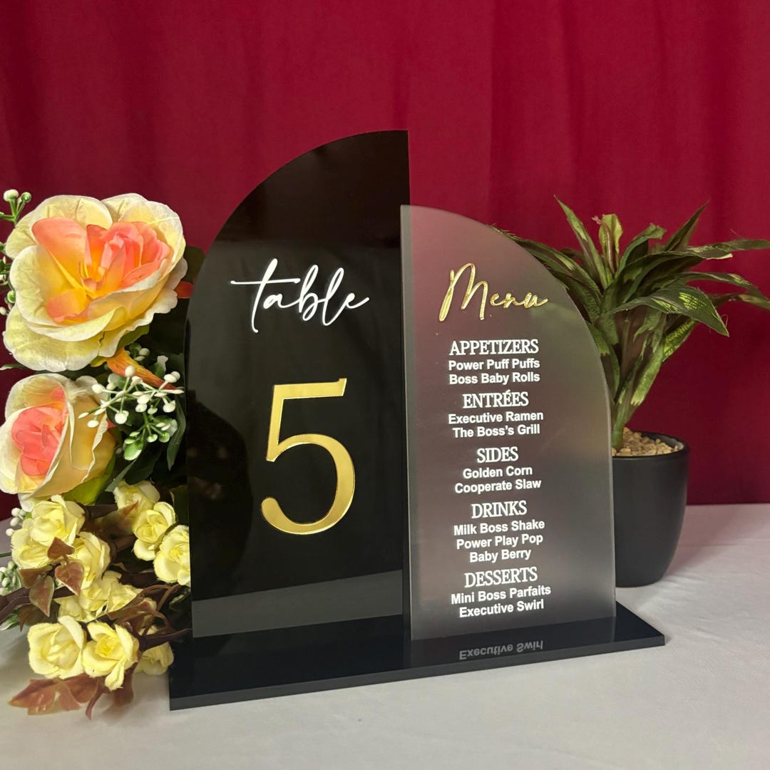 Wedding Menu Table Numbers, Menu Wedding Sign With Stands, Wedding ...