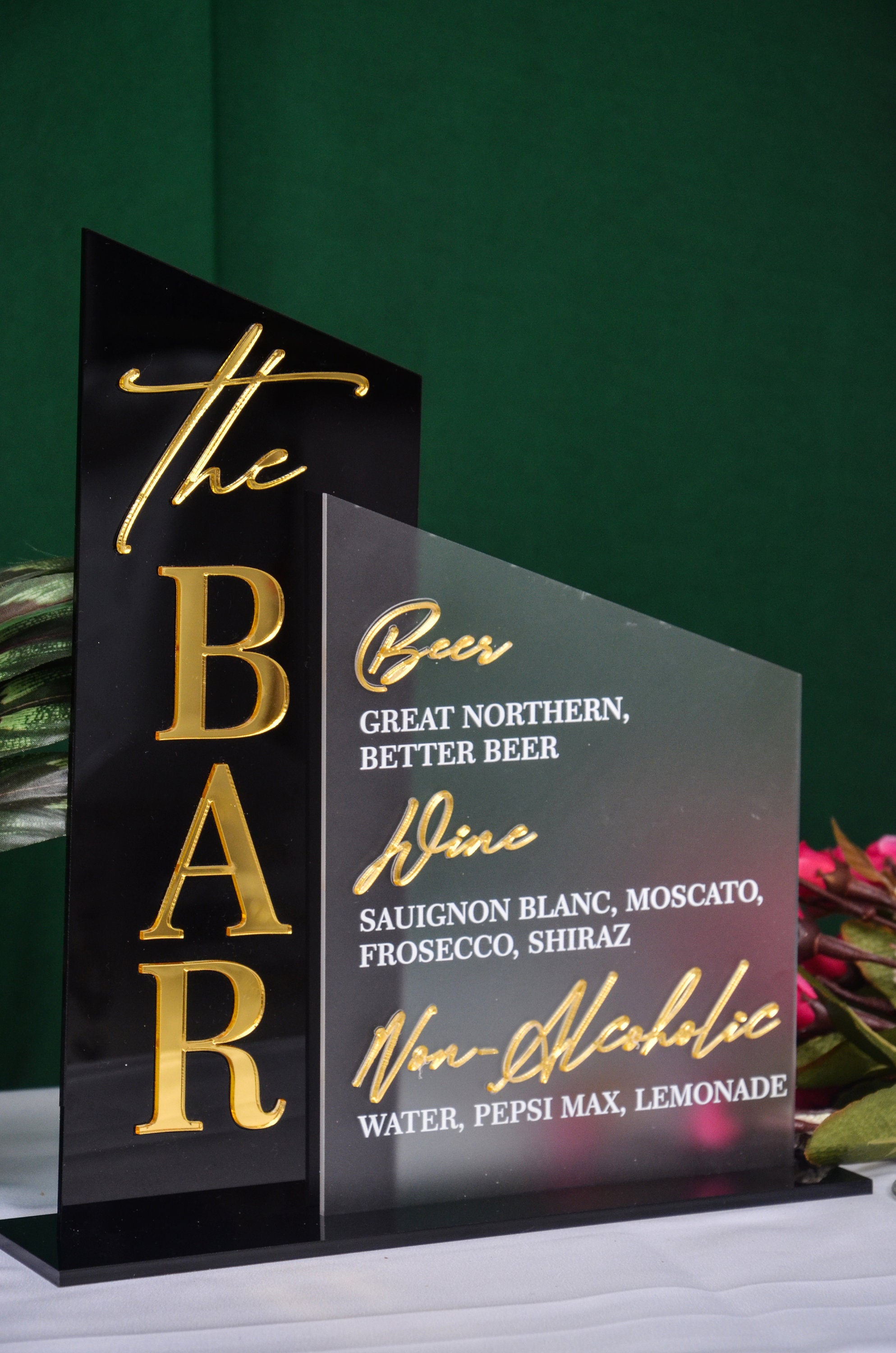 Custom Acrylic Wedding Bar Sign: Frosted UV Print, Modern Arch Decor - Etsy