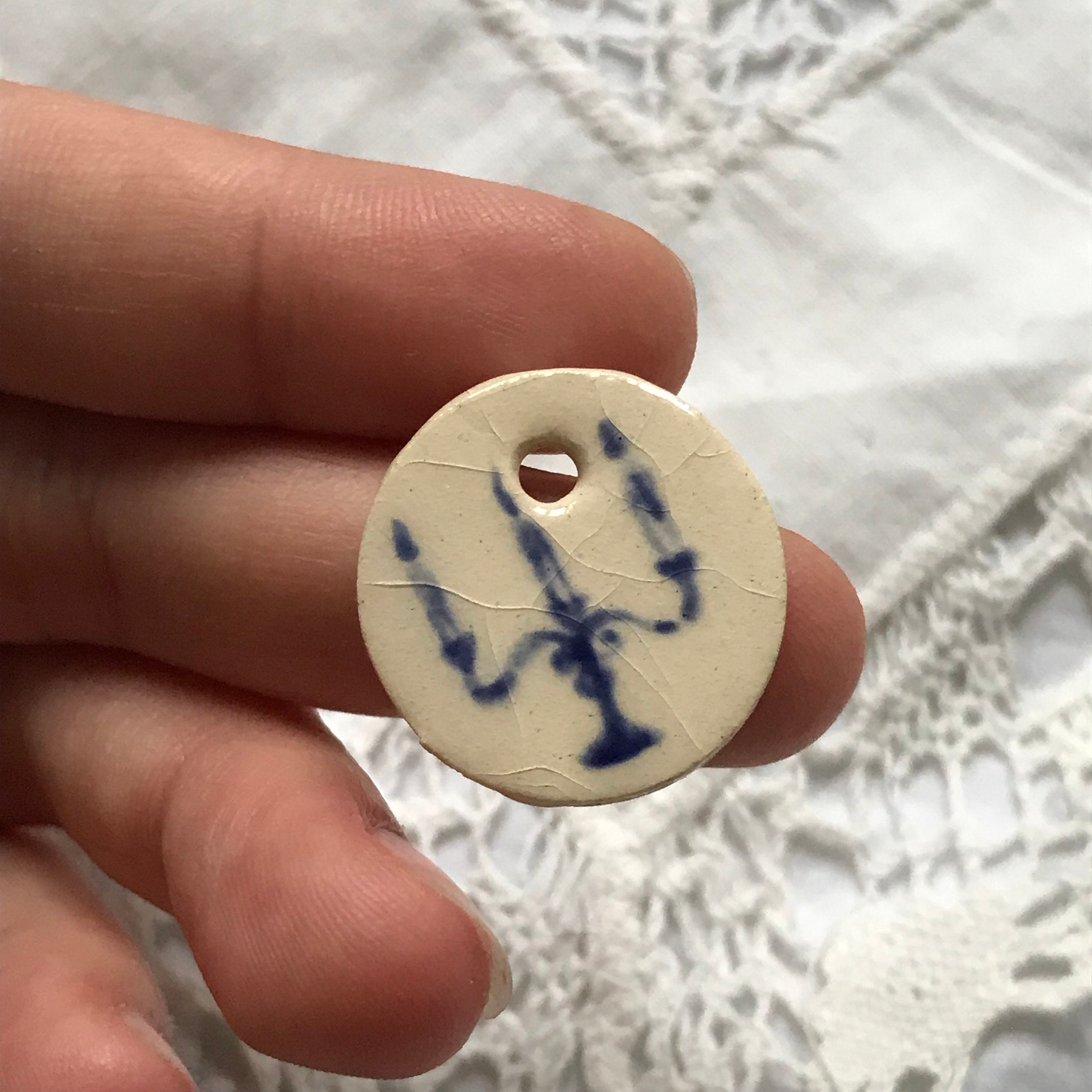 Ceramic Heart Charm and Lace, Pottery Handmade Necklace Pendant, Themes ...