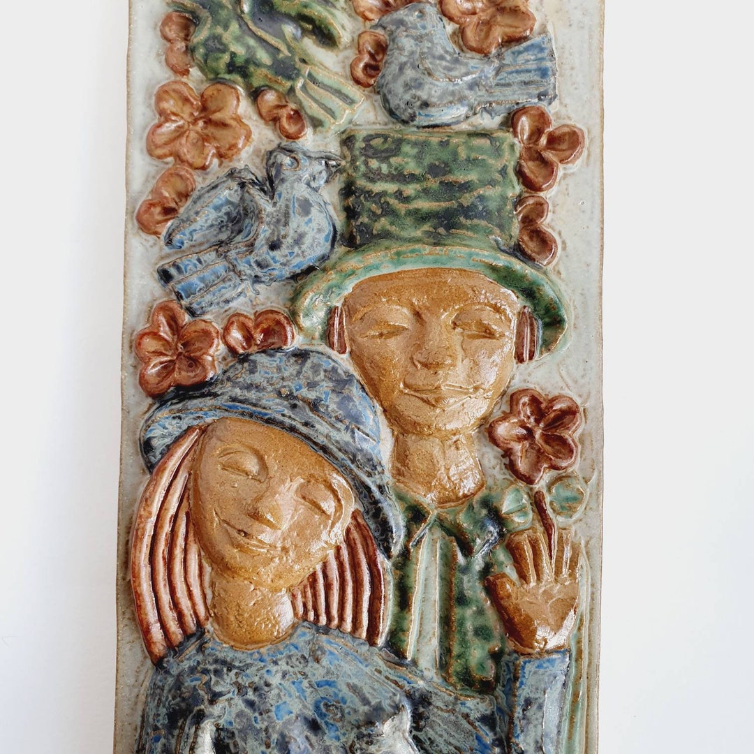 Vintage Marianne Starck Ceramic Wall Plaque: Danish Boho Couple Art - Etsy