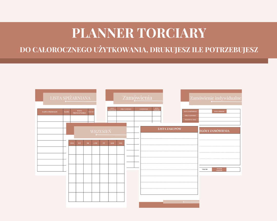 Cake Planner, Home Bakery PL, Birthday Cake PL - Etsy