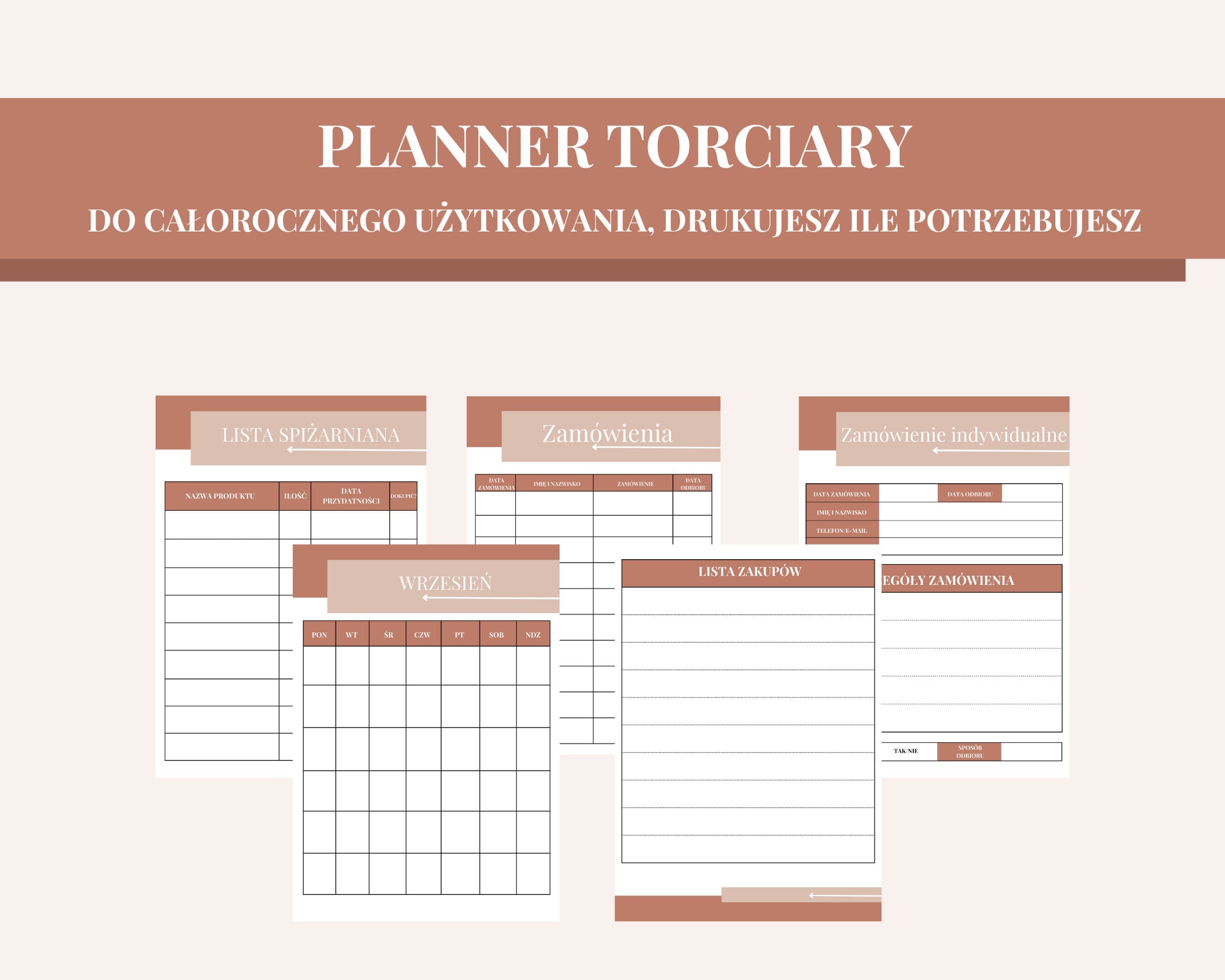 Cake Planner, Home Bakery PL, Birthday Cake PL - Etsy