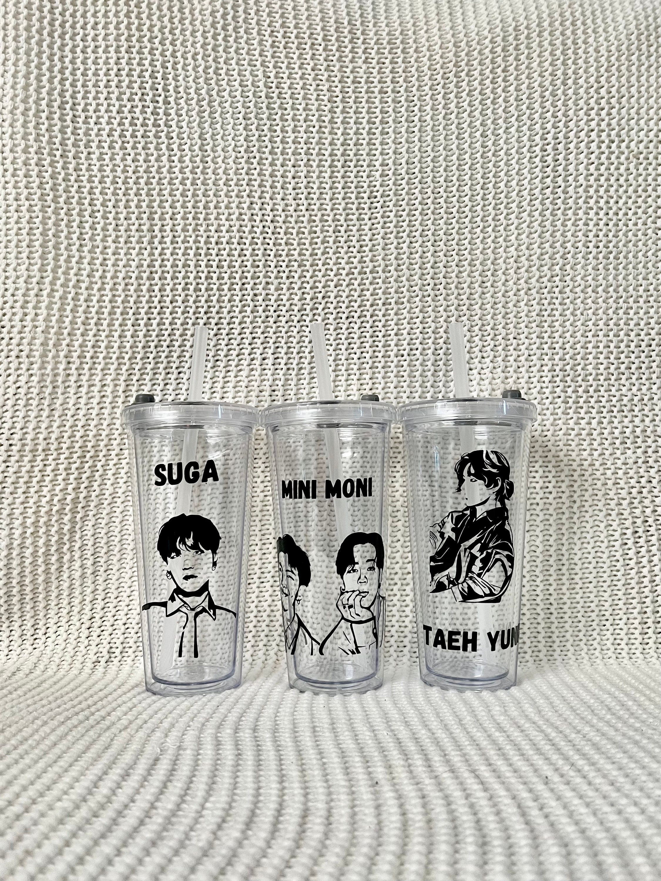 BTS Jungkook Taeyung Suga V Jimin Purplehearts Cup With Lid and Straw ...