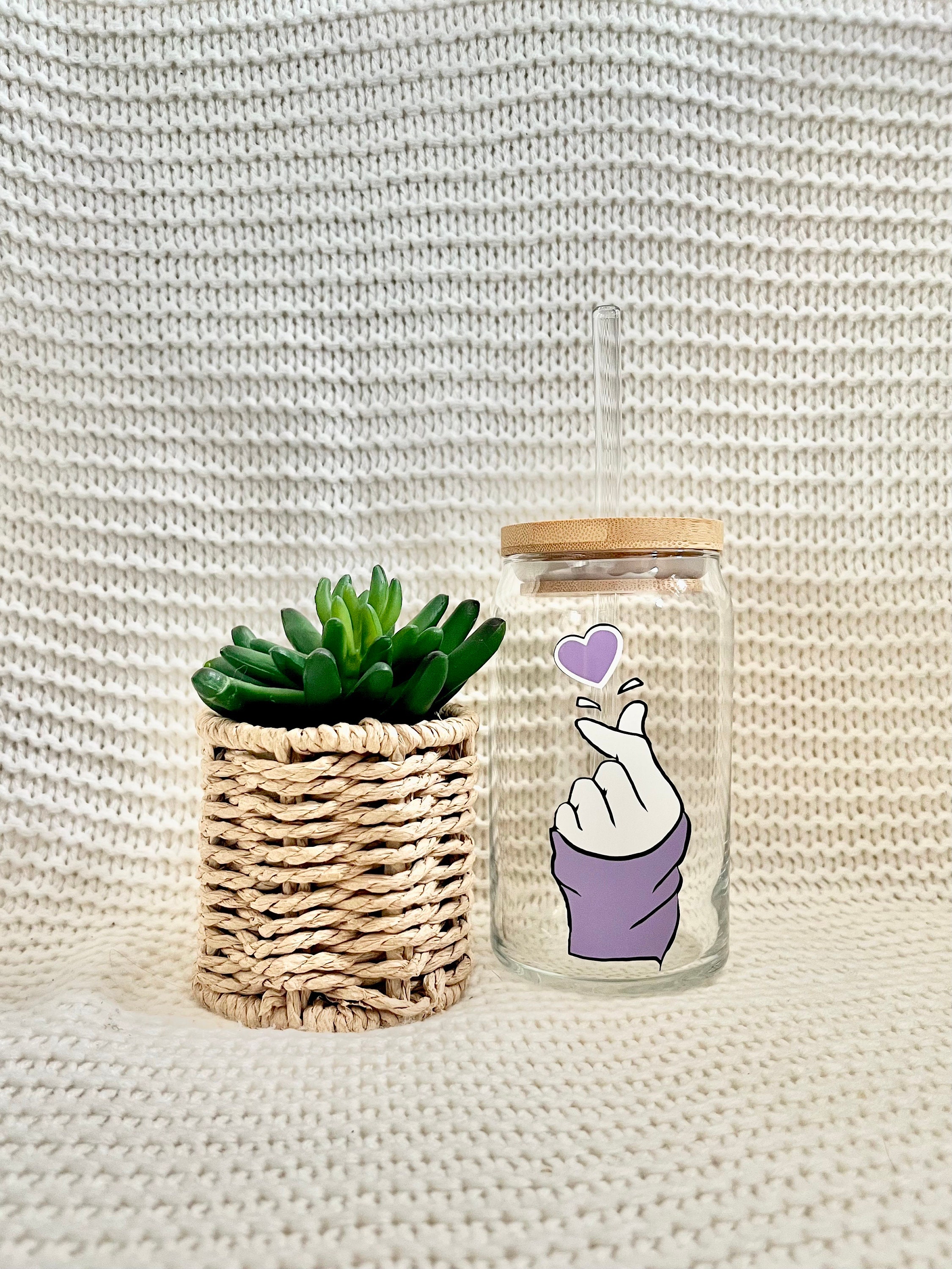 BTS Jungkook Taeyung Suga V Jimin Purplehearts Cup With Lid and Straw ...