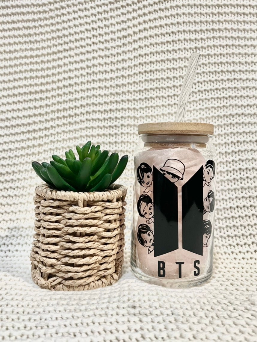 BTS Jungkook Taeyung Suga V Jimin Purplehearts Cup With Lid and Straw ...