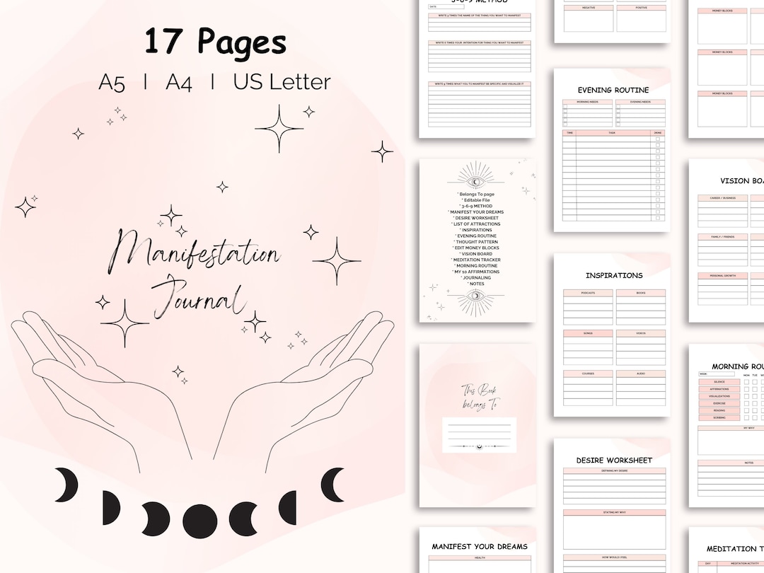 Printable Manifestation Journal PDF A4 A5 US Letter Instant Download ...