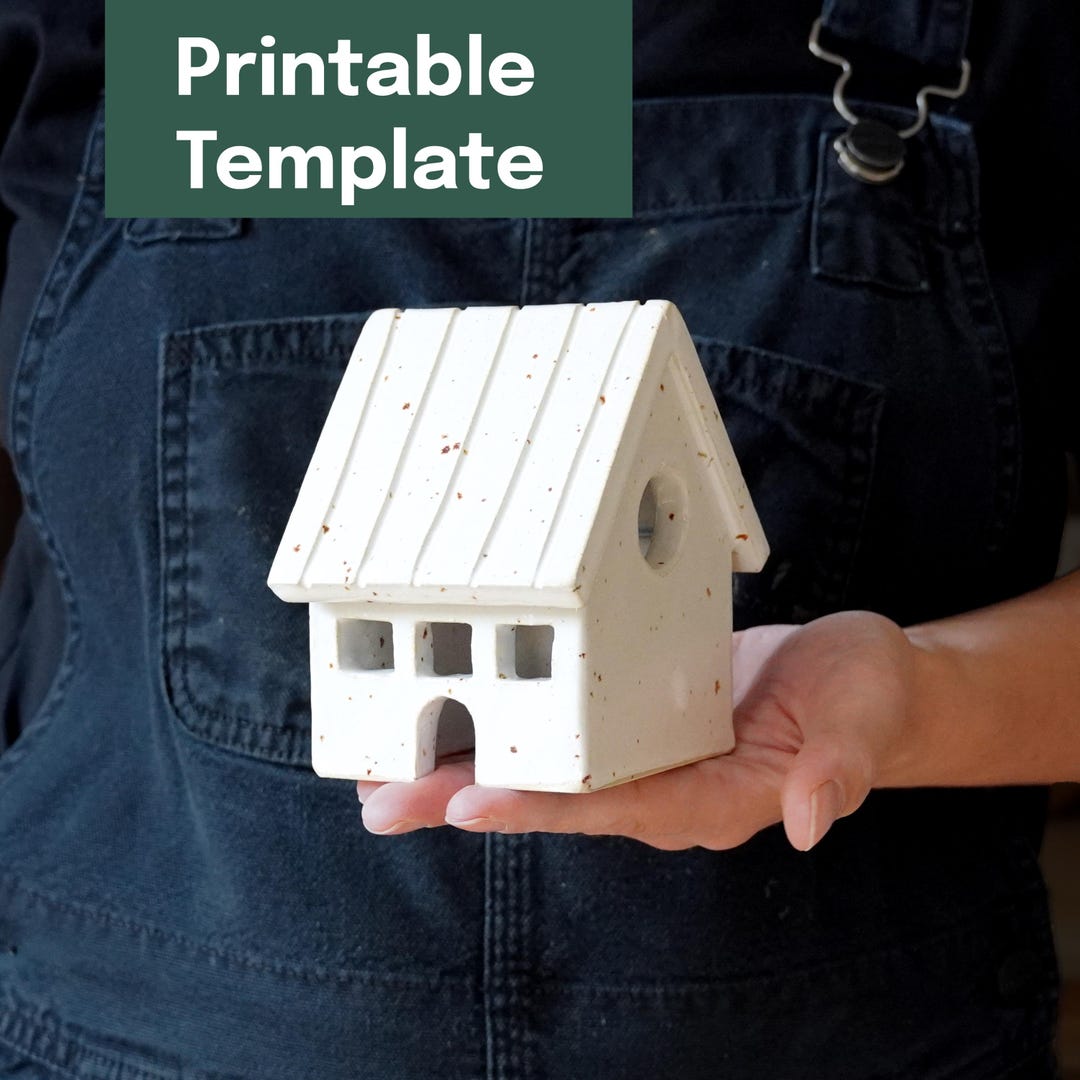 Printable Pottery Template + Video Tutorial -- Tealight House Christmas ...