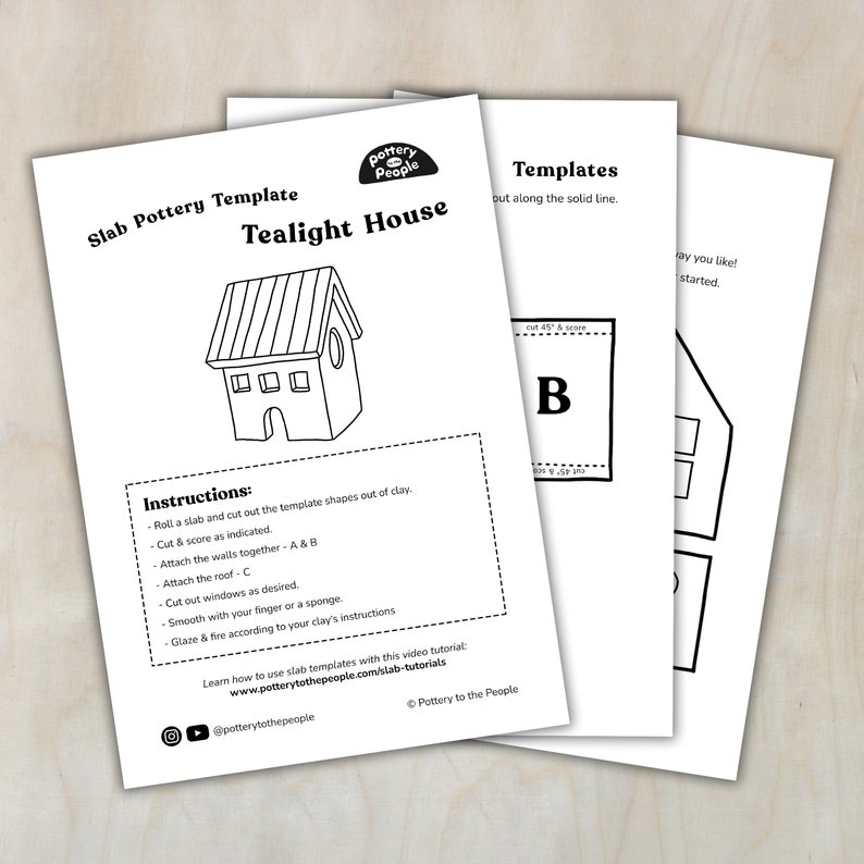 Tealight House DIY Christmas Village // Slab Pottery Template - Etsy