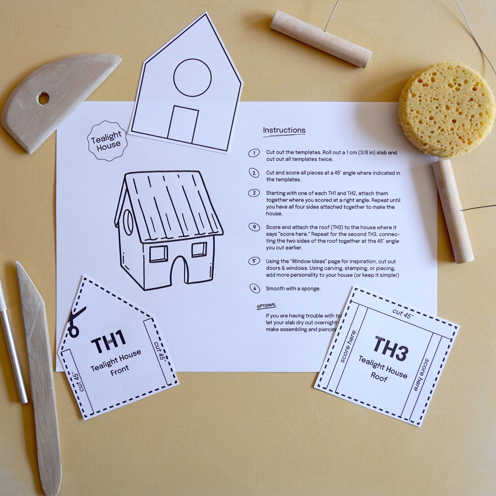 Printable Pottery Template Kit for Slab Building -- Beginner Collection ...
