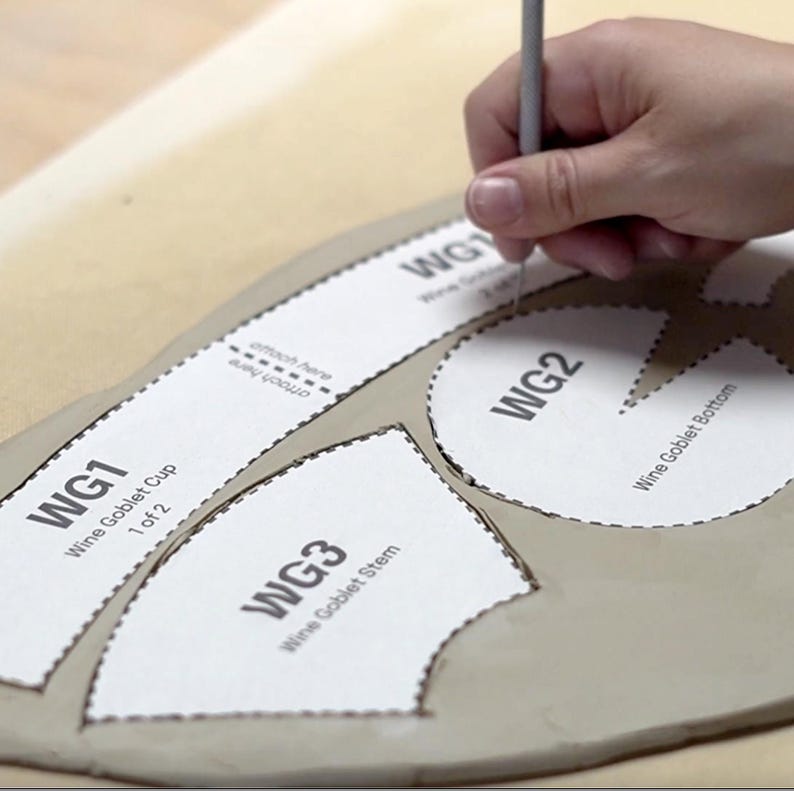 Printable Pottery Template + Video Tutorial -- Wine Goblet - Etsy