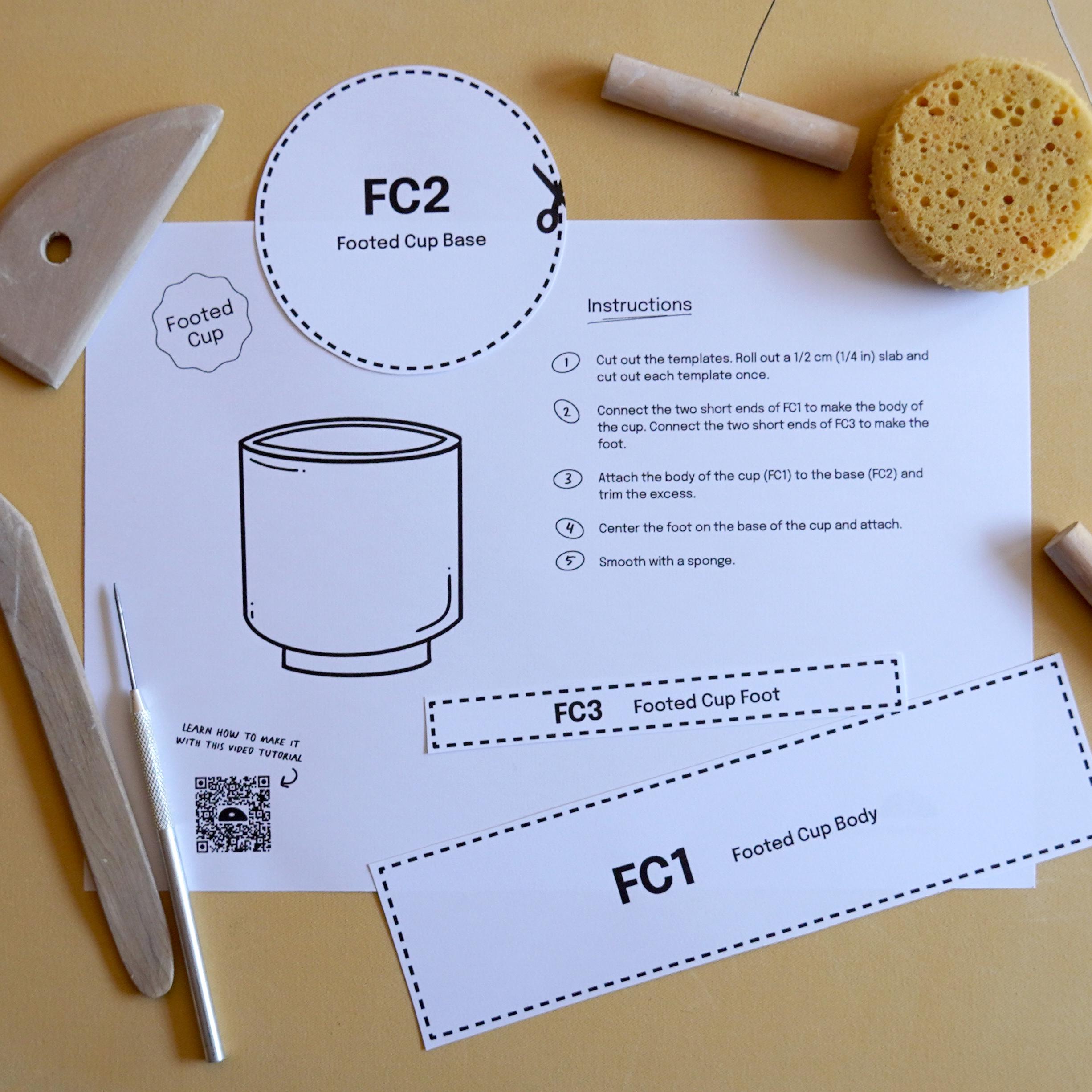 Printable Pottery Template Video Tutorial Footed Cup Etsy