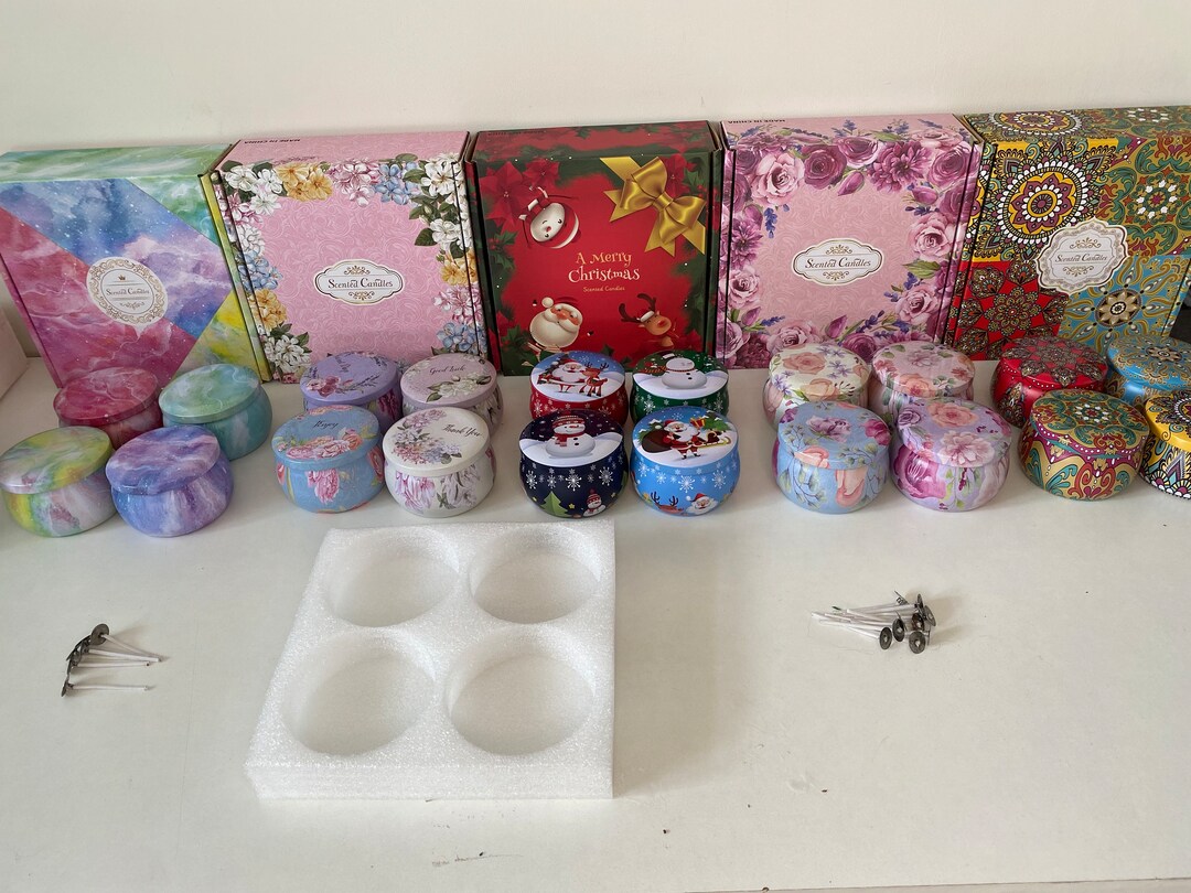 3 Boxes Sets of 4 Empty Jin Candle Jars, 39pcs Candle Making Kit, Empty ...