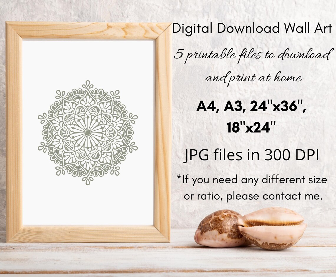 Printable Sage Green Mandala Wall Art Instant Download Wall - Etsy