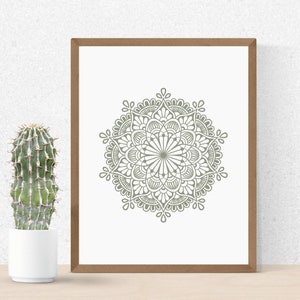 Printable Sage Green Mandala Wall Art, Instant Download, Wall Art ...
