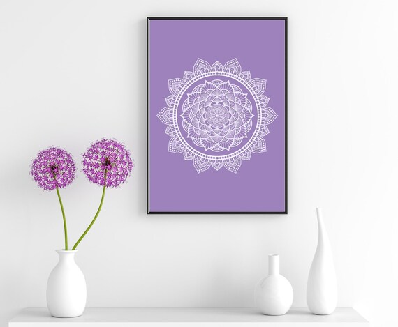 Printable Purple Mandala Wall Art Instant Download Mandala - Etsy
