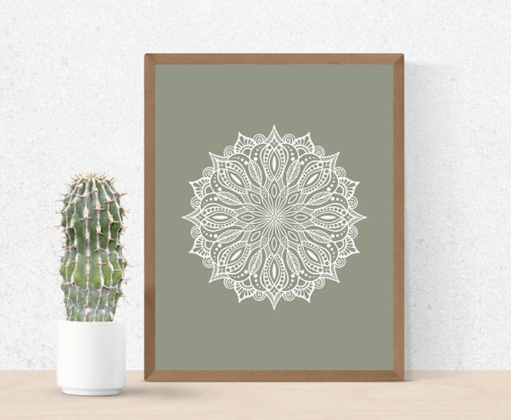 Printable Sage Green Mandala Wall Art Instant Download Wall - Etsy
