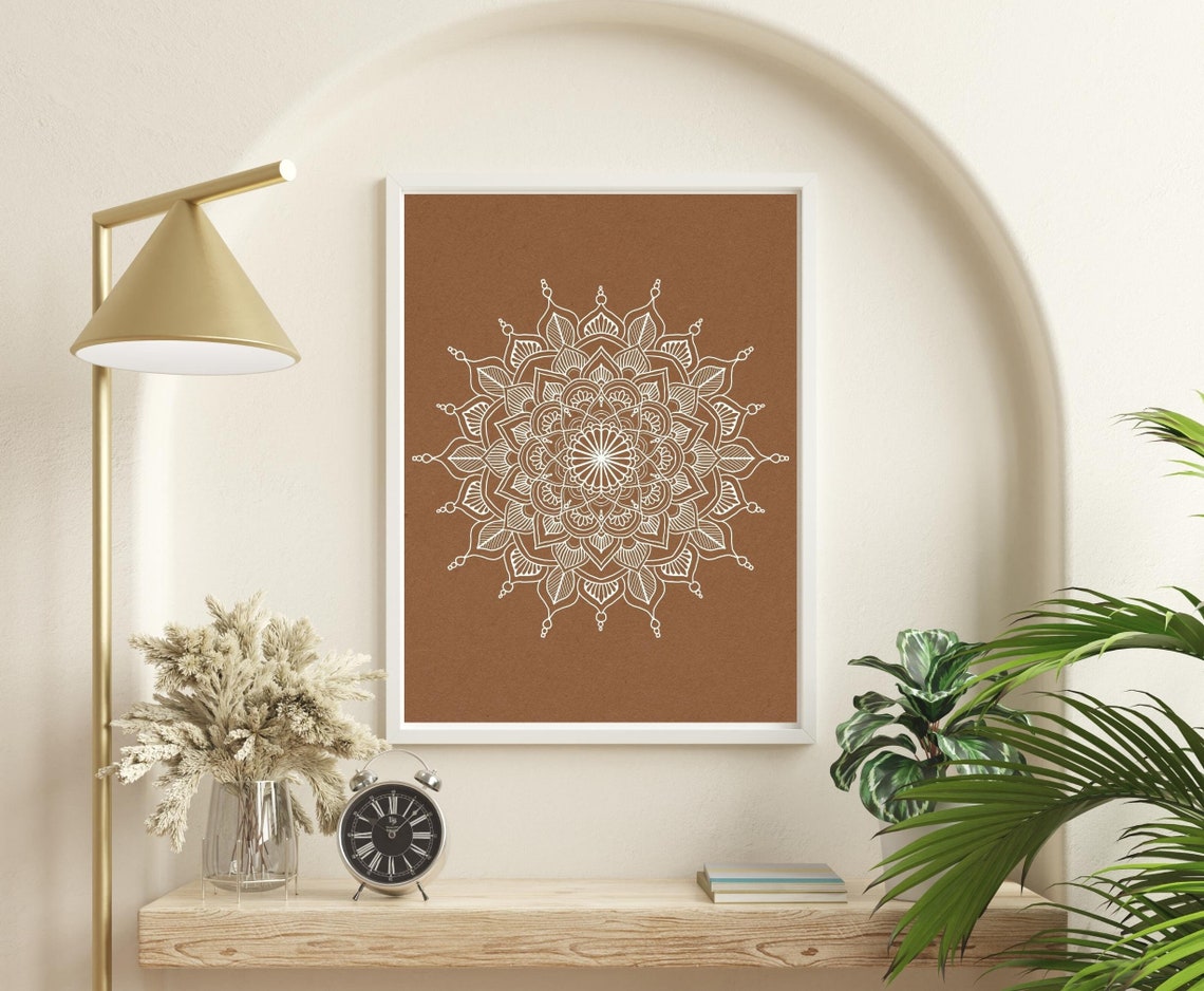 Printable Brown Mandala Wall Art, Instant Download, Mandala Art Print ...