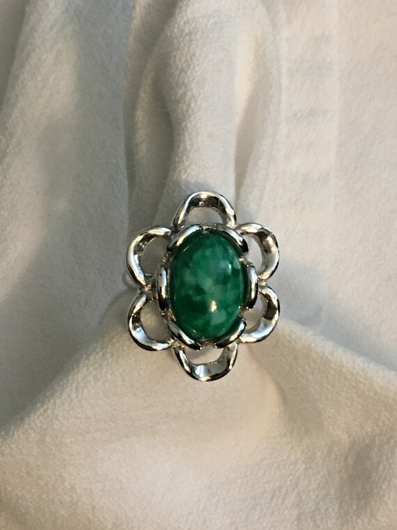 NOS Vtg 1974 FLATTERY Green Marbled Scalloped Sarah C… - Gem