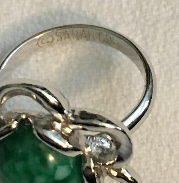 NOS Vtg 1974 FLATTERY Green Marbled Scalloped Sarah C… - Gem