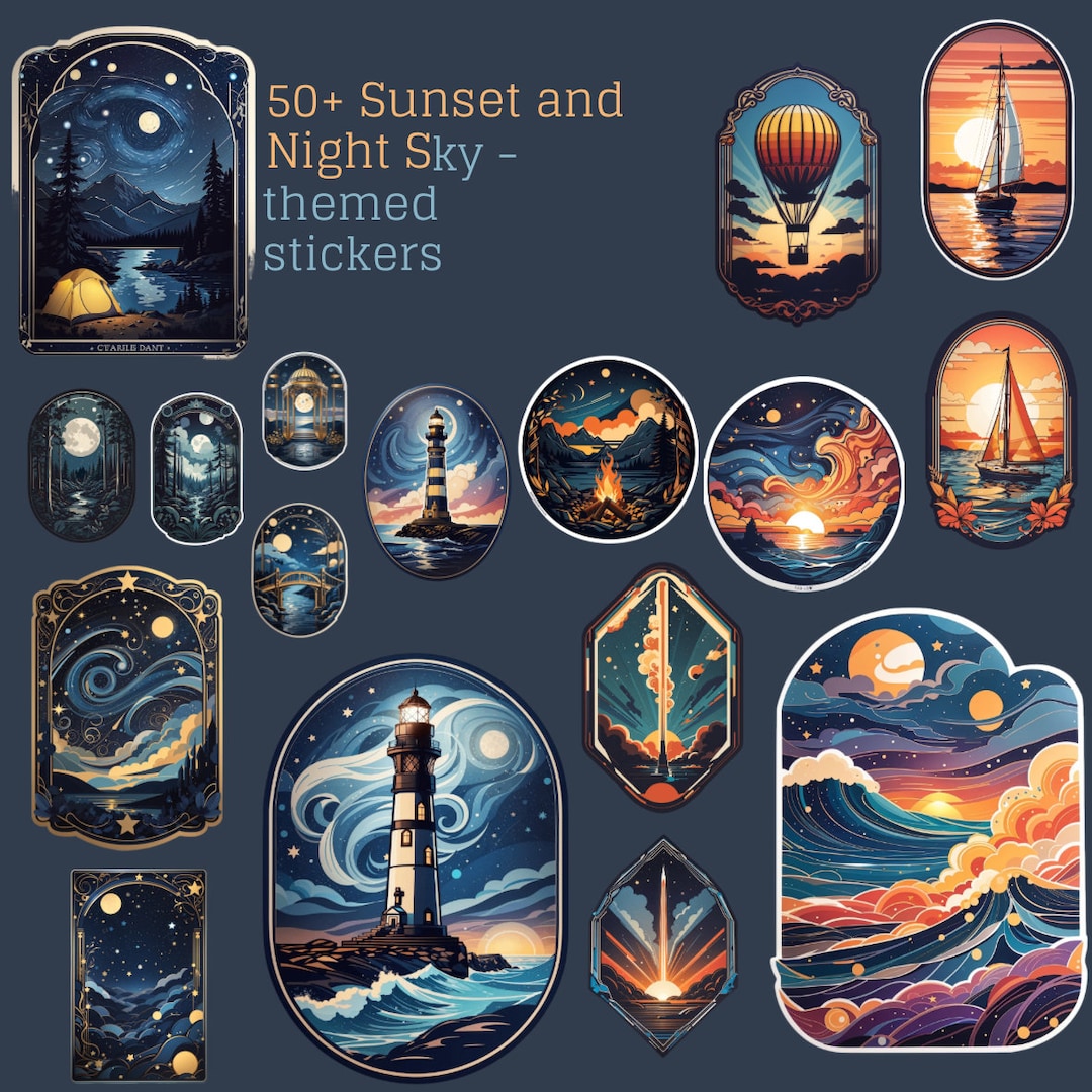 50 Sunset and Night Sky Themed Stickers : Magical Sunsets - Etsy