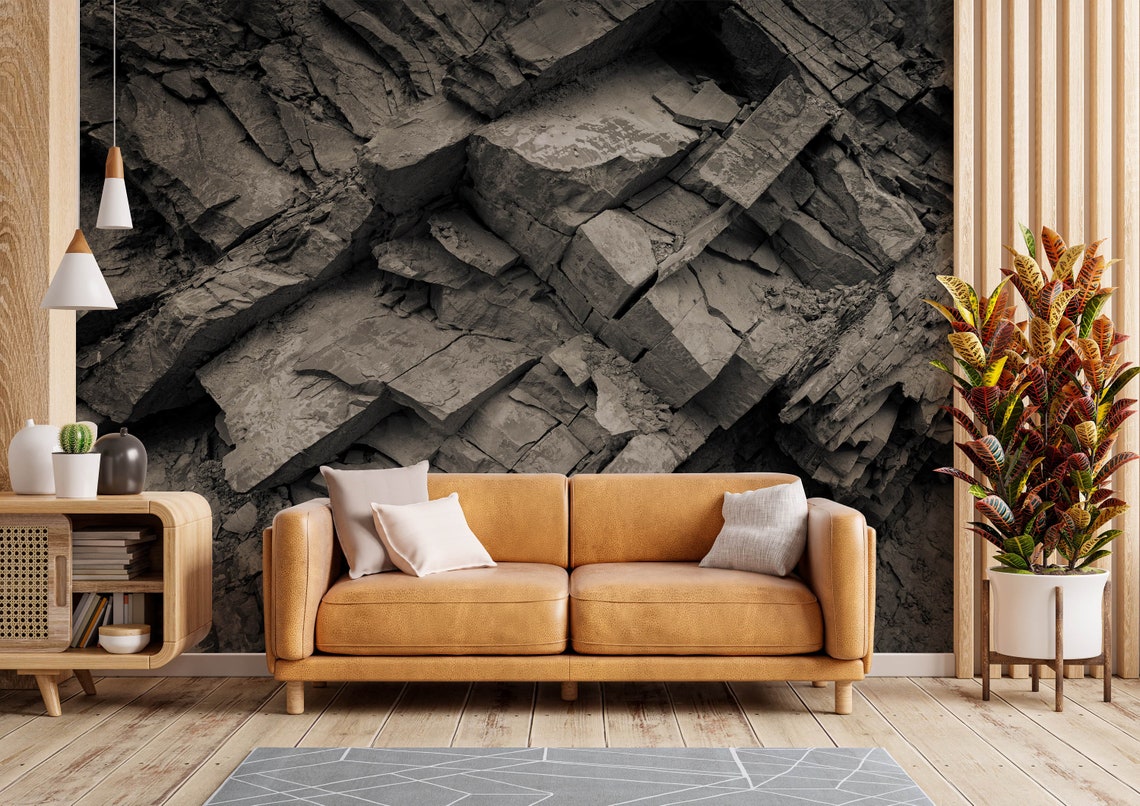 Real Stone Look Wallpaper Concrete Wallpaper Peel and Stick - Etsy