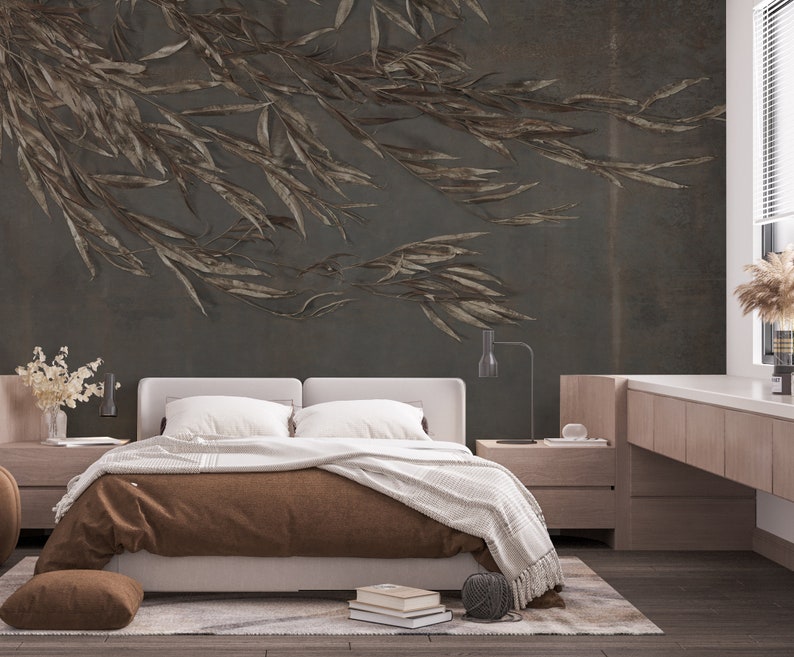 Dull Leaves Wallpaper Tropical Wallpaper Peel and Stick - Etsy