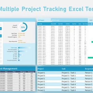 Simple Multiple Project Tracking Excel Template - Etsy