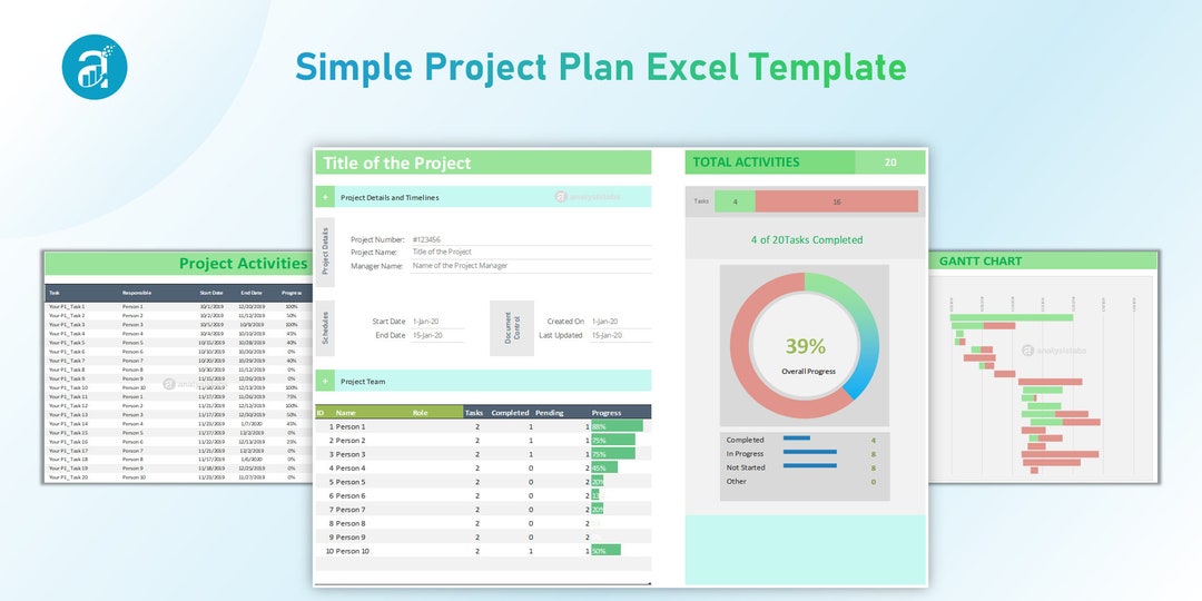 Simple Project Plan Excel Template - Etsy Australia