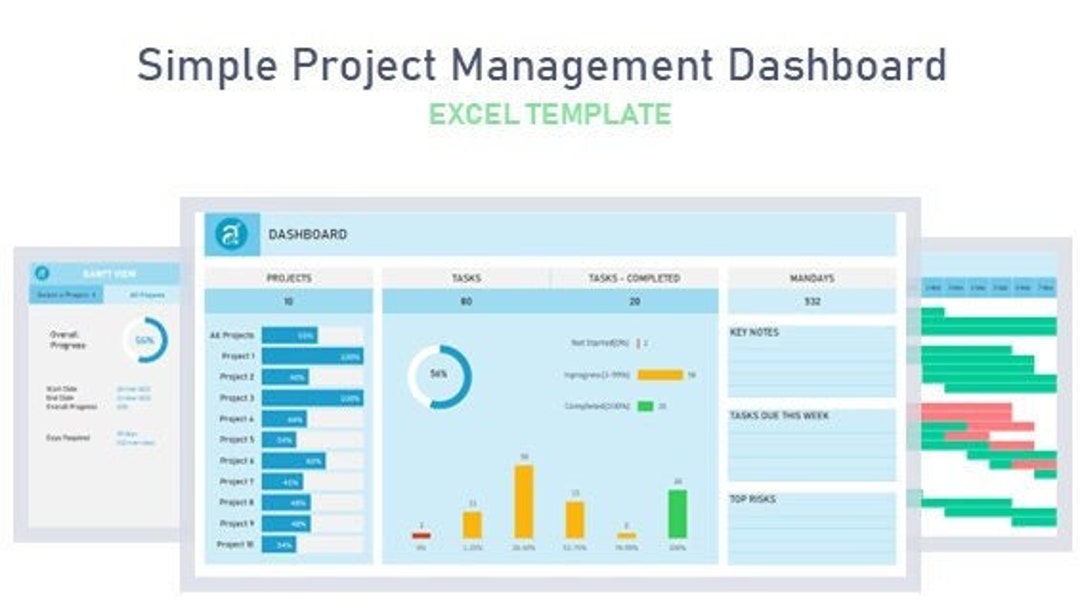 Simple Project Management Dashboard Excel Template - Etsy Australia