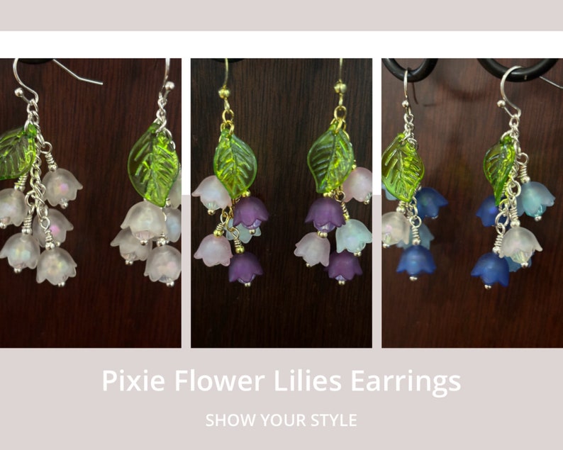 Enchanting Pixie Flower Lilies Cluster Earrings Festive Holiday Dangle ...