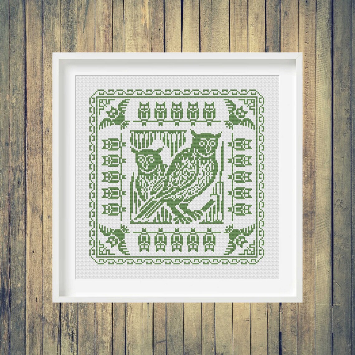 Owls Upon Owls Cross Stitch Sampler, Monochrome Bird Cross Stitch ...