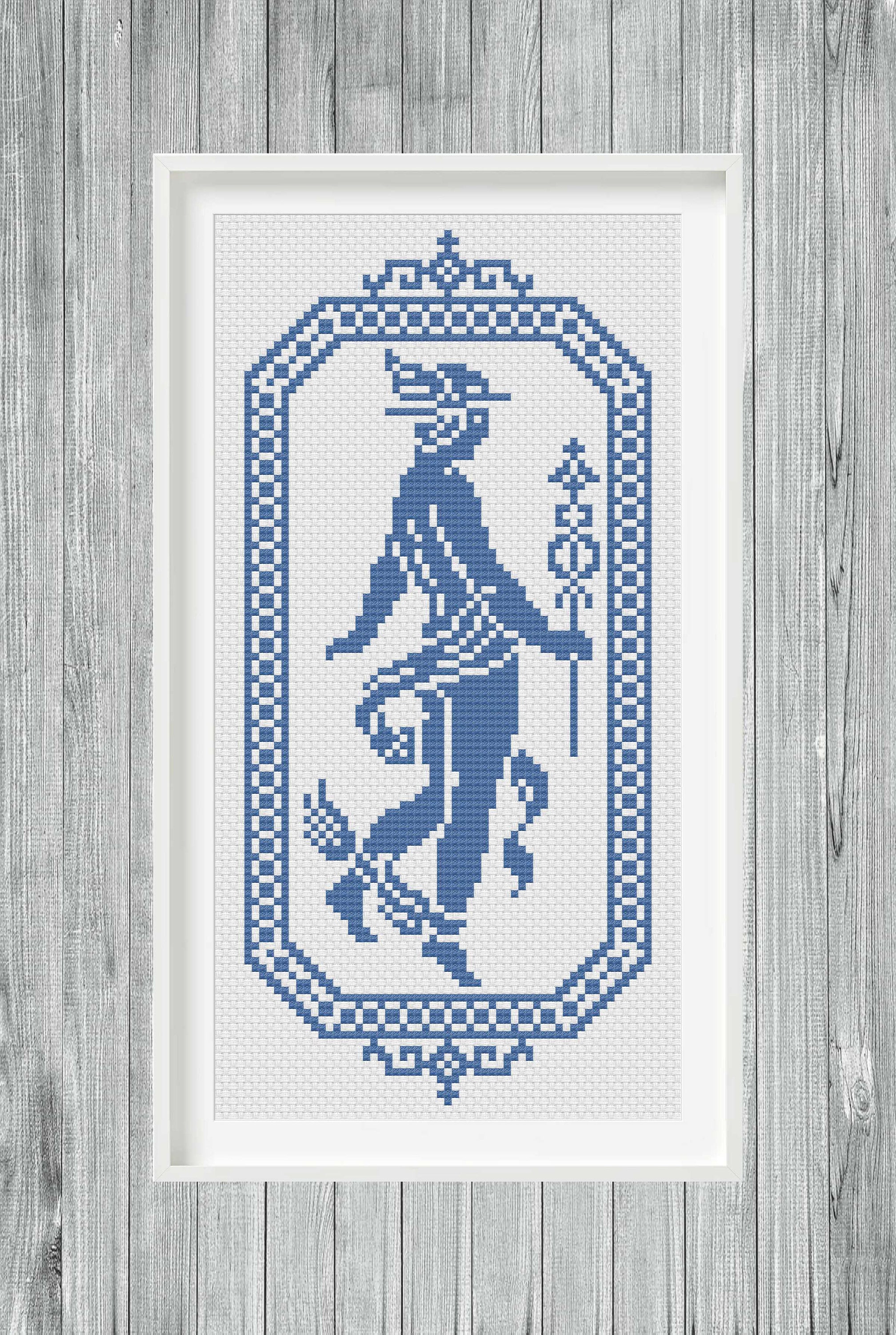 Hermes/mercury Cross Stitch Pattern, Antique Monochrome Sampler (PDF ...