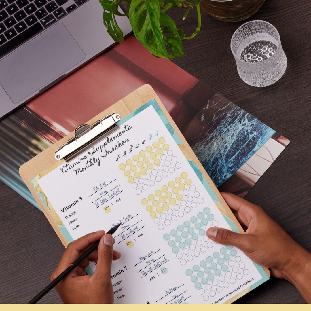 Medication Vitamin Supplement Tracker Minimalist, Editable, Fillable ...