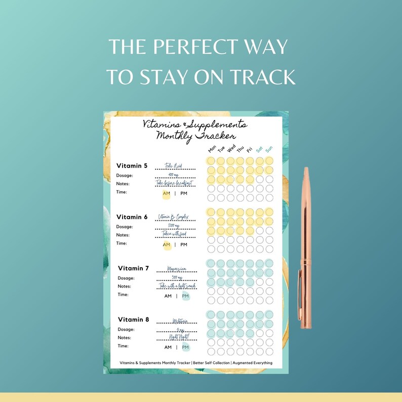 Medication Vitamin Supplement Tracker Minimalist, Printable, Editable ...