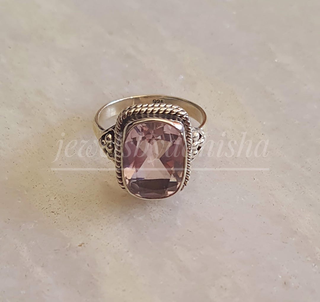 Flawless Brazilian Natural Pink Amethyst Ring ,925 Sterling Silver Ring ...