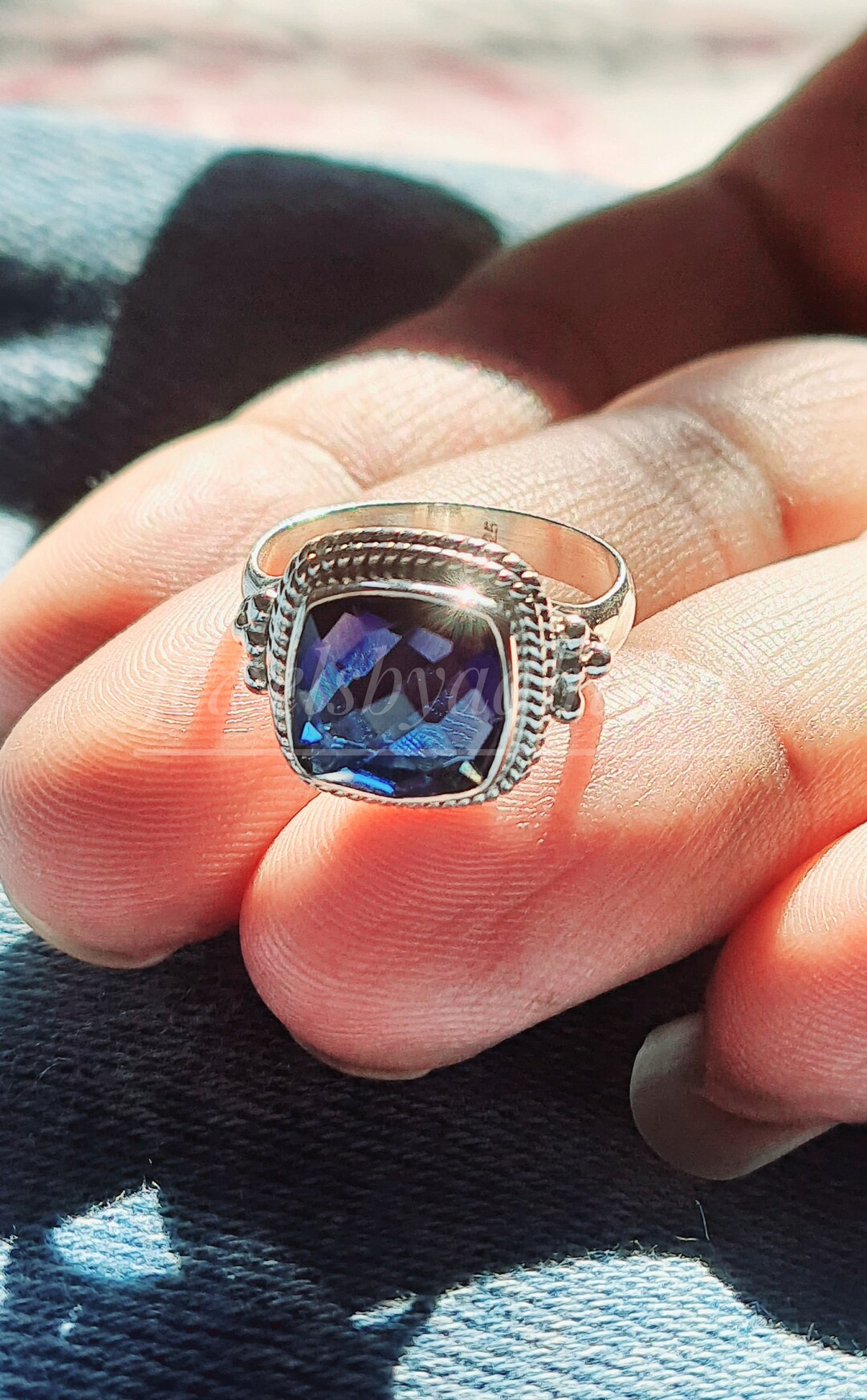 Natural Iolite Ring-925 Sterling Silver Ring-iolite Gemstone Ring ...