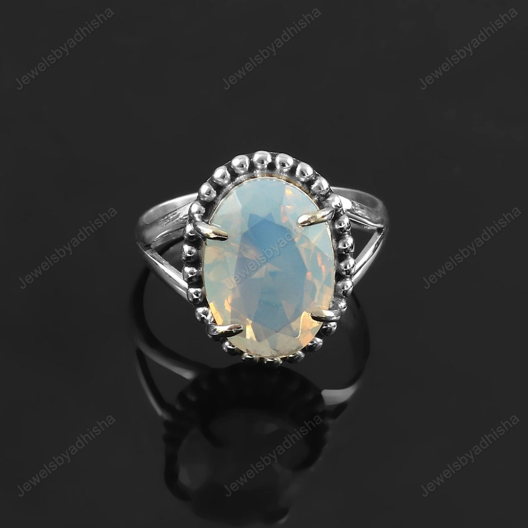 Water Opal Ring*925sterling Silver Ring*handmade Ring*white Blue ...