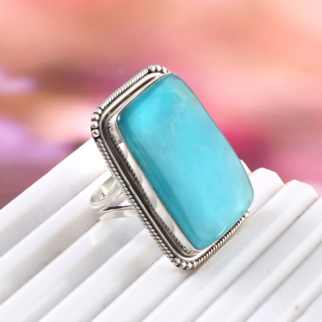 Natural Large Hemimorphite Ring,925 Sterling Silver Ring, Handmade ...