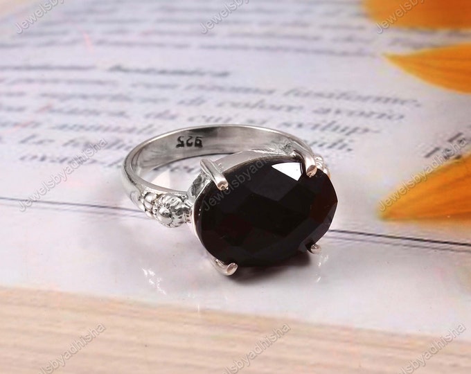 Natürlicher Schwarzer Onyx Ring - Handgemachter Edelstein Ring ...