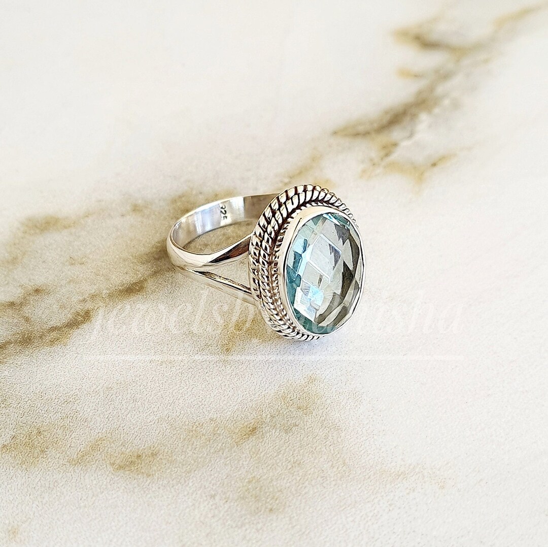 Flawless Brazilian Aquamarine Ring- Handmade Ring-march Birthstone Ring ...